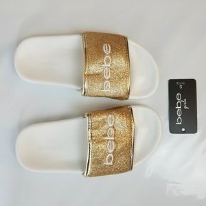 bebe | Shoes | Girls Glitter Texture Bebe Slides | Poshmark